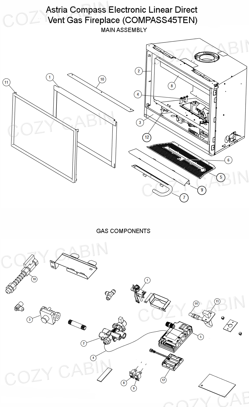 Astria Compass Electronic Linear Direct Vent Gas Fireplace ...