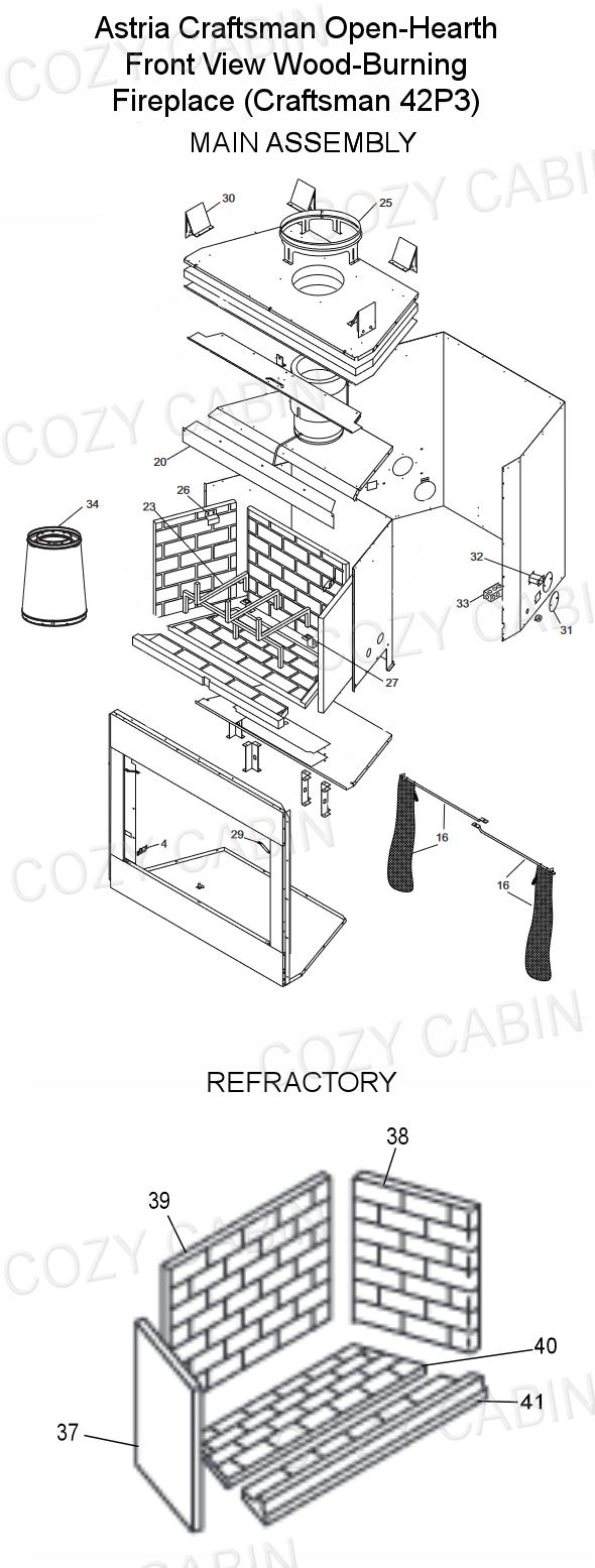Astria Craftsman Open-Hearth Front View Wood-Burning Fireplace with ...
