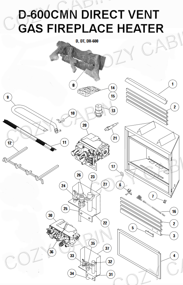 Superior 600 Series Direct Vent Natural Gas Fireplace Heater with ...