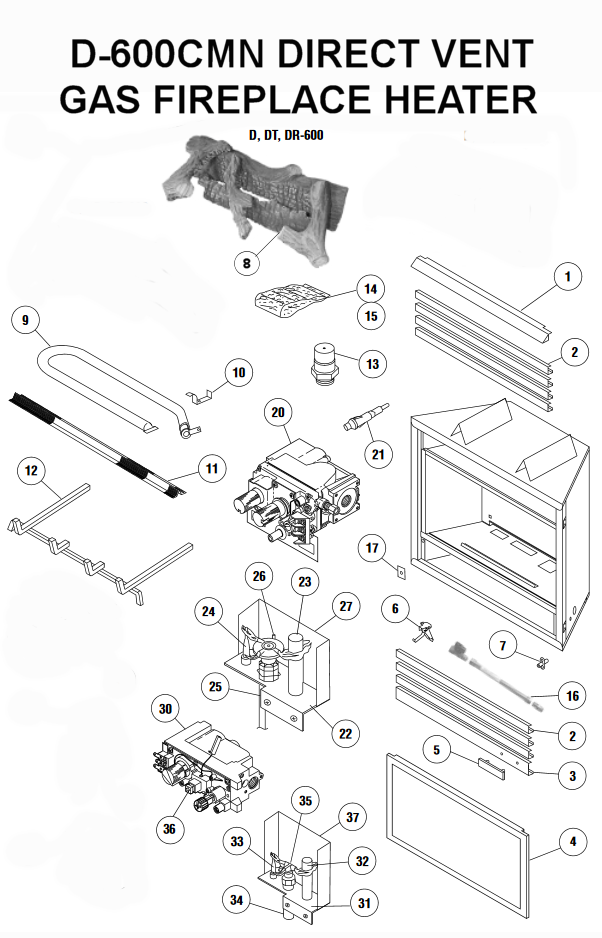 Superior 600 Series Direct Vent Natural Gas Fireplace Heater with ...