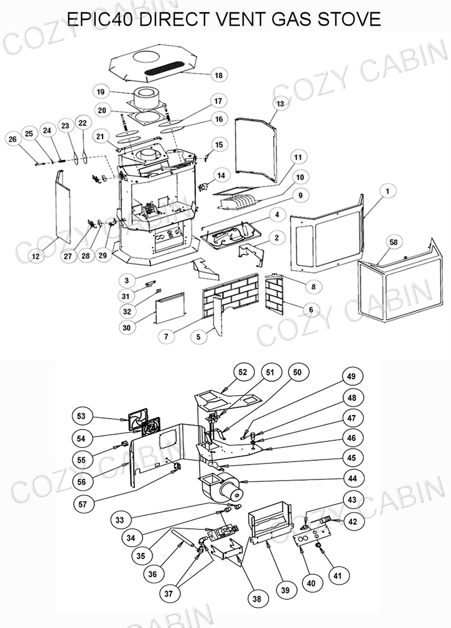 Ironstrike Epic 40 Inch Direct Vent Gas Stove (EPIC40) (EPIC40) The ...