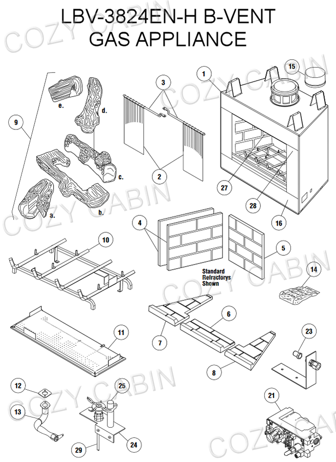 Elite Series B-Vent Natural Gas Herringbone Appliance with Electronic ...