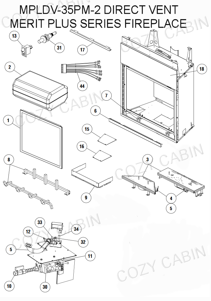 Merit Plus Series LP Gas Fireplace with Millivolt Control (MPLDV-35PM-2 ...