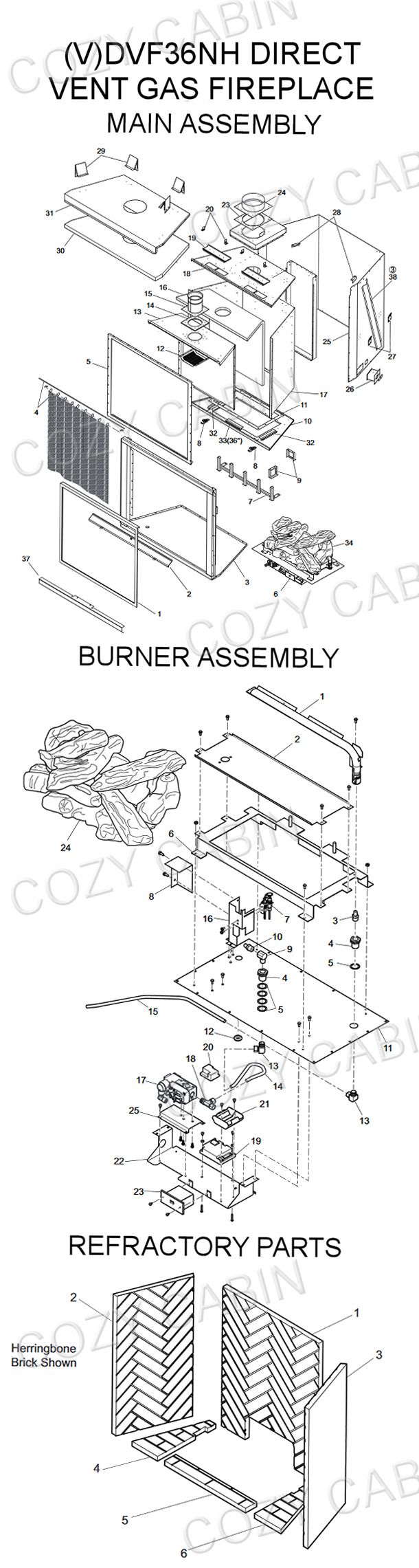 FMI Sentinel Direct Vent Natural Gas Fireplace Herringbone (VDVF36NH ...