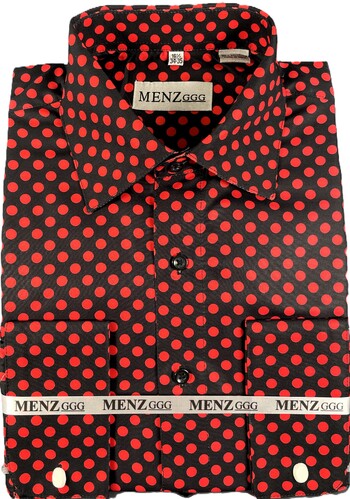 Polka Dot Shirt Black/Red (BlackRed-PolkaDotShirt) Menz Fashion