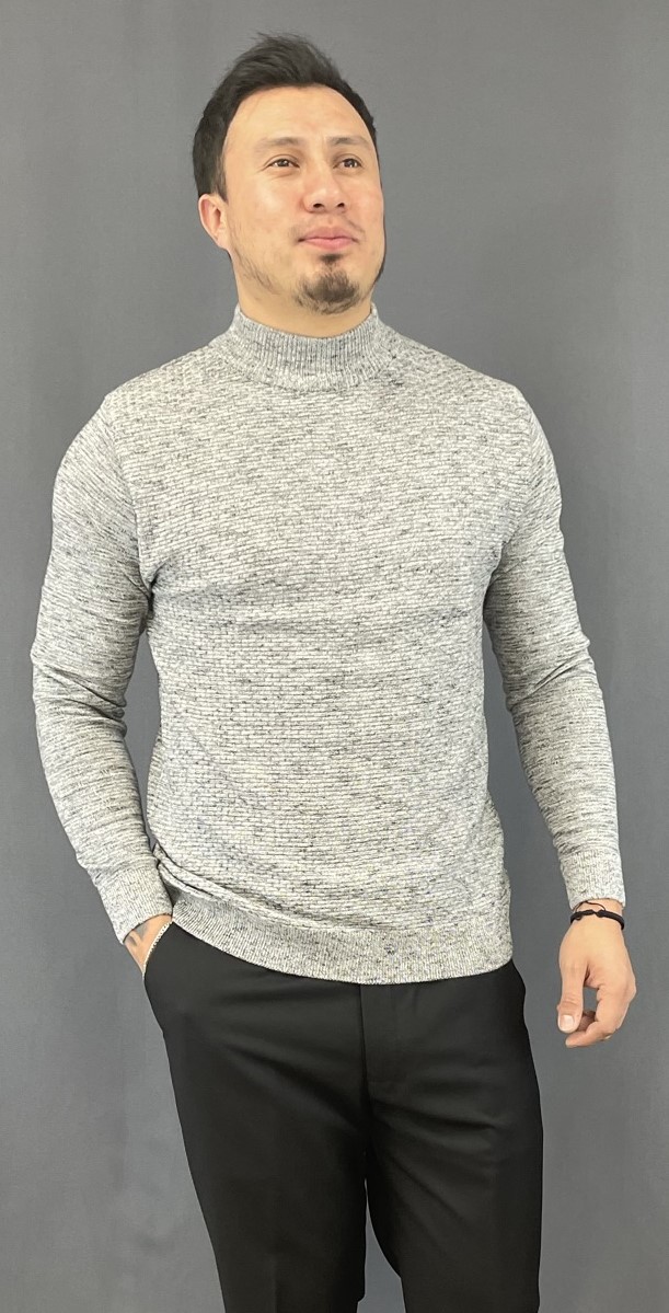 Mock Neck L.S (MNLS-grey-V7003) Menz Fashion