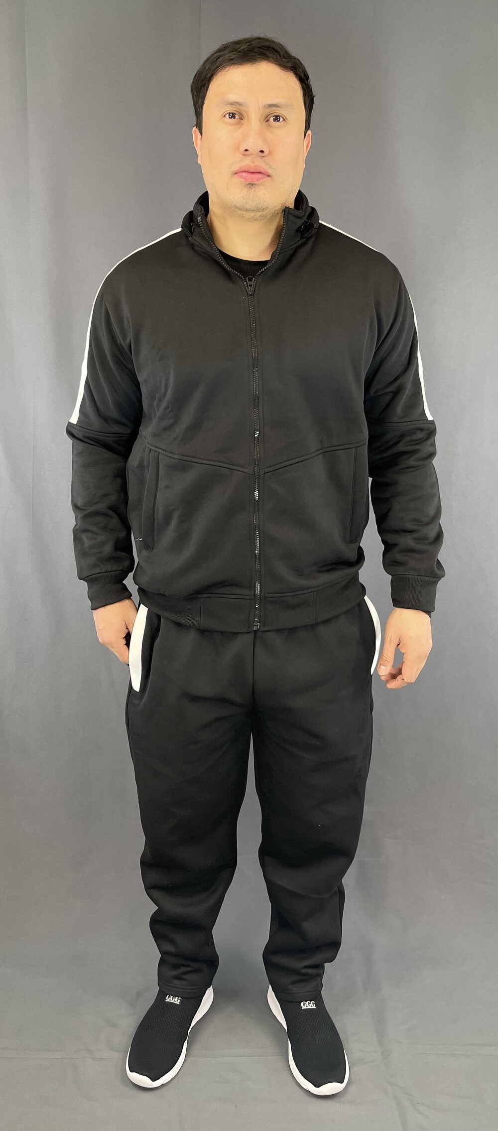 Track Suit Blk/Wht (TRS-BLKWHT) Menz Fashion