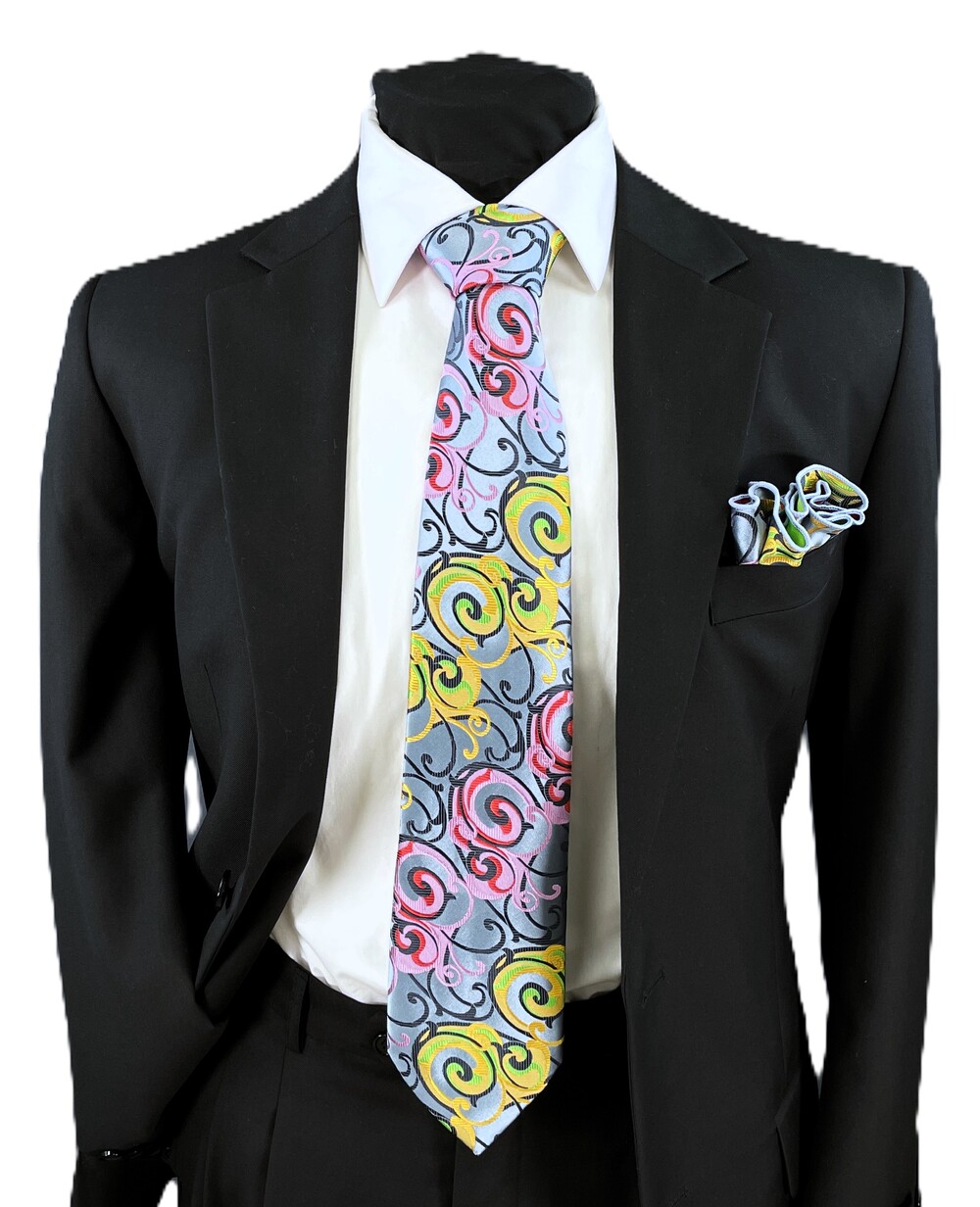 High Definition Tie with Round Hanky-24040 (HDMWTR-24040) Menz Fashion