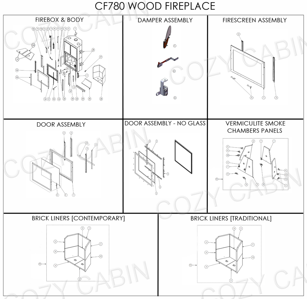 Wood Fireplace (CF780) (CF780) Cozy Cabin Regency Parts Store