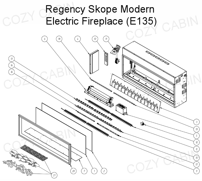 Skope Modern Electric Fireplace (E135) (E135) Cozy Cabin Regency Parts ...