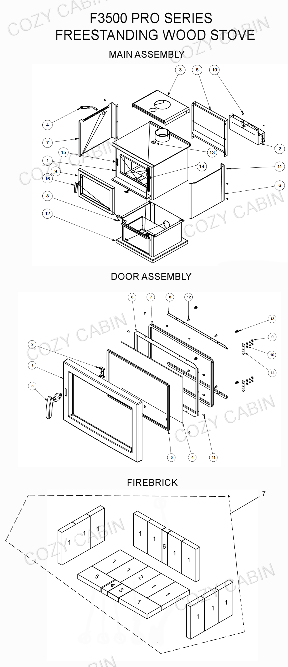 Pro Series Wood Stove (F3500) (F3500) Cozy Cabin Regency Parts Store