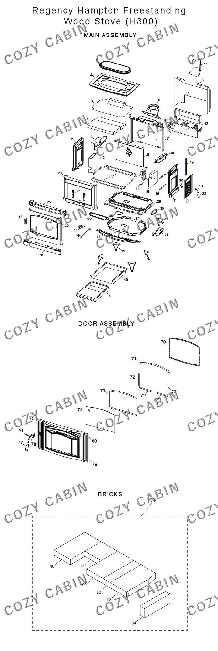 Hampton Wood Stove (H300) (H300) Cozy Cabin Regency Parts Store
