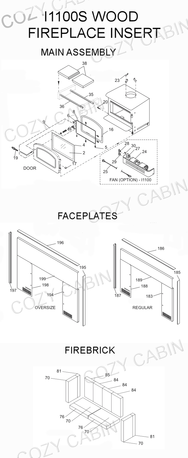 Regency Wood Insert (I1100S) (I1100S) Cozy Cabin Regency Parts Store