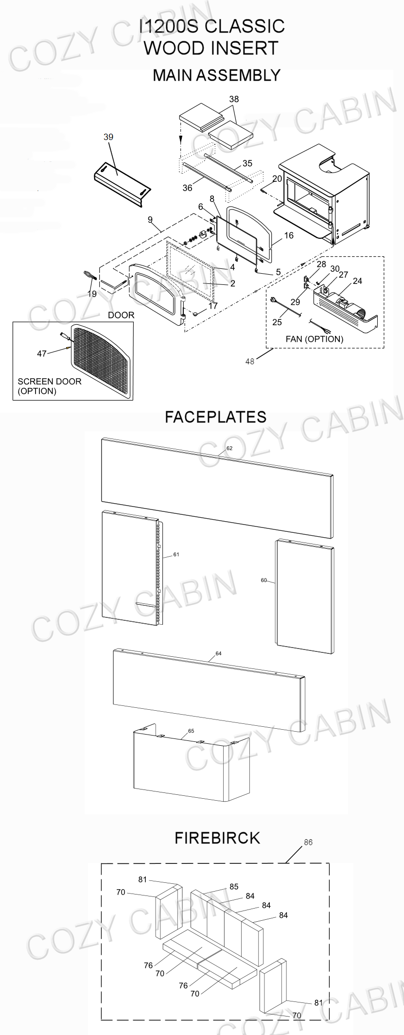 Classic Wood Insert (I1200S) (I1200S) Cozy Cabin Regency Parts Store