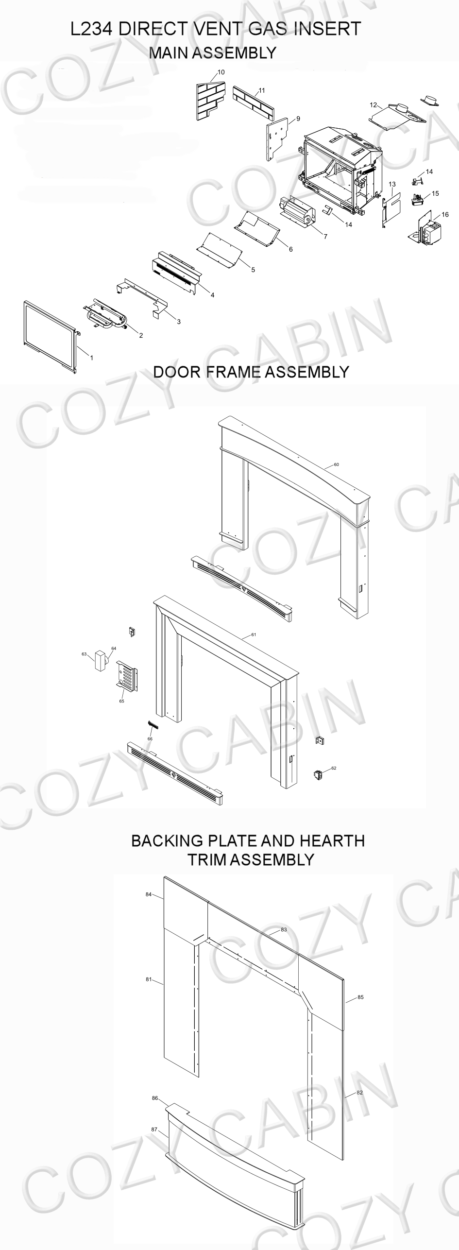 Liberty Direct Vent Gas Insert (L234) (L234) Cozy Cabin Regency Parts Store